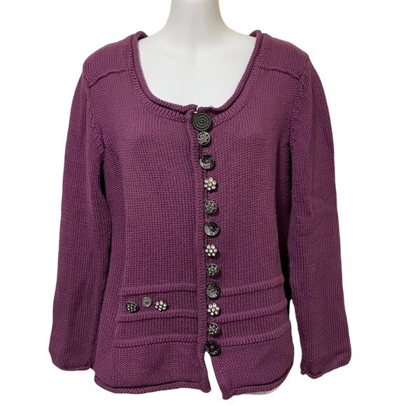Pure Handknit | Sweaters | Pure Handknit Purple Cardigan Sweater With ...